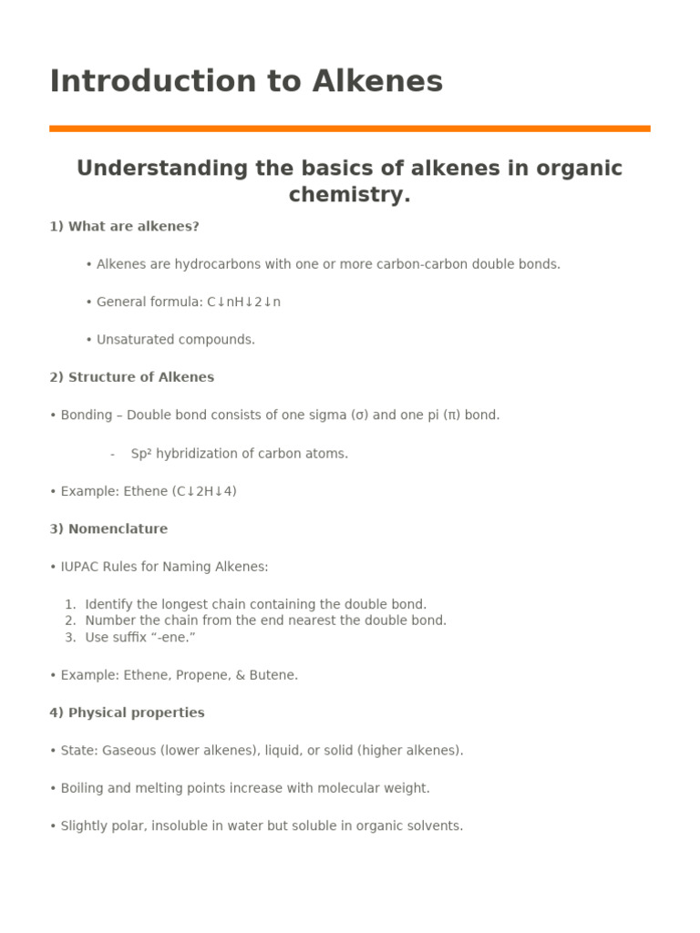 Chemistry, Alkenes | PDF