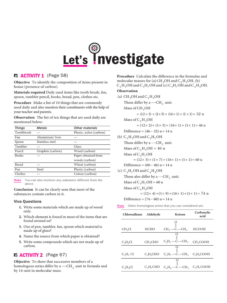 AIO 10th Science Ch. 4 Activity | PDF | Acid | Ester