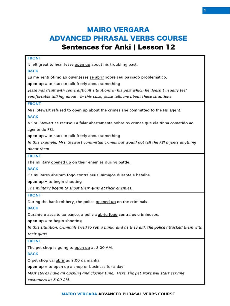 Advanced Phrasal Verbs Course Guide | PDF