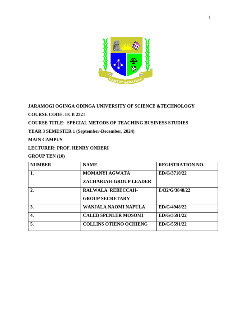 Special - Methods - of - Teaching - Business - Studies Group Ten | PDF ...