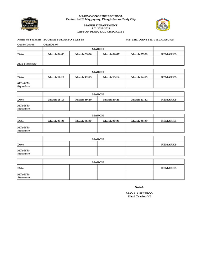 Lesson Plan Checklist For Mentees | PDF