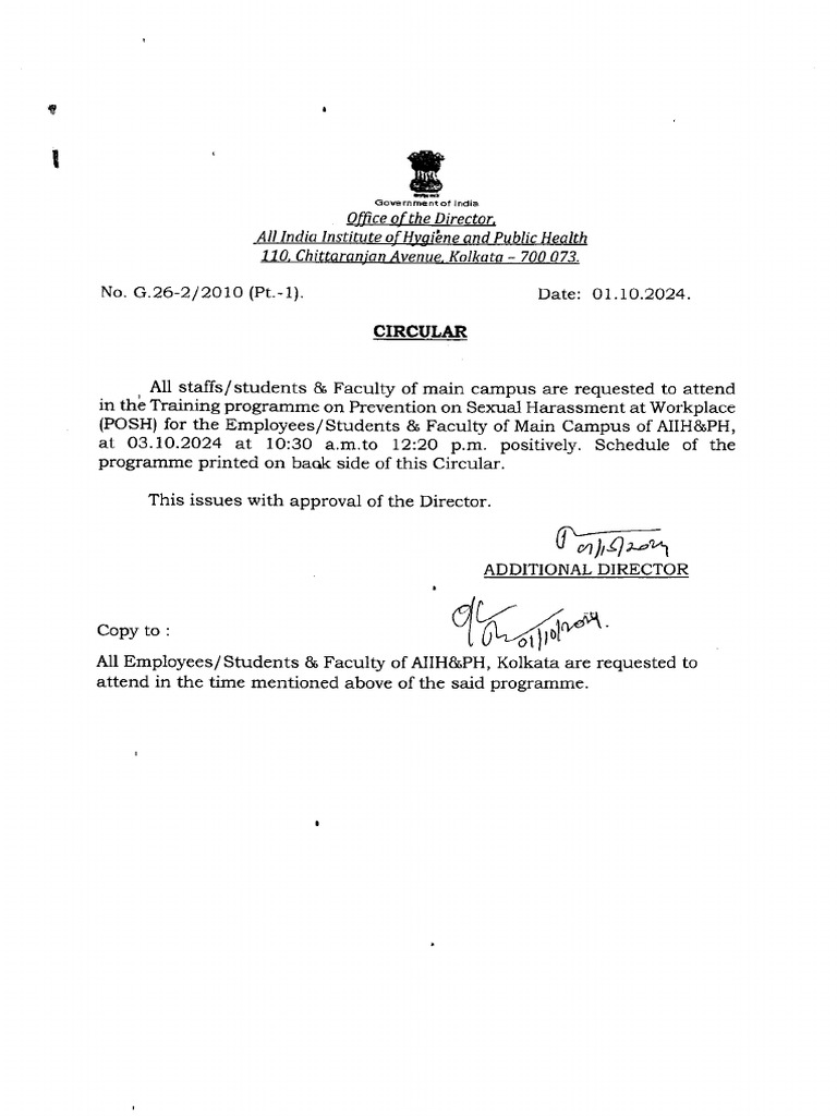 Training Prog. On (POSH) For Employees, Students & Faculty of Mai | PDF ...