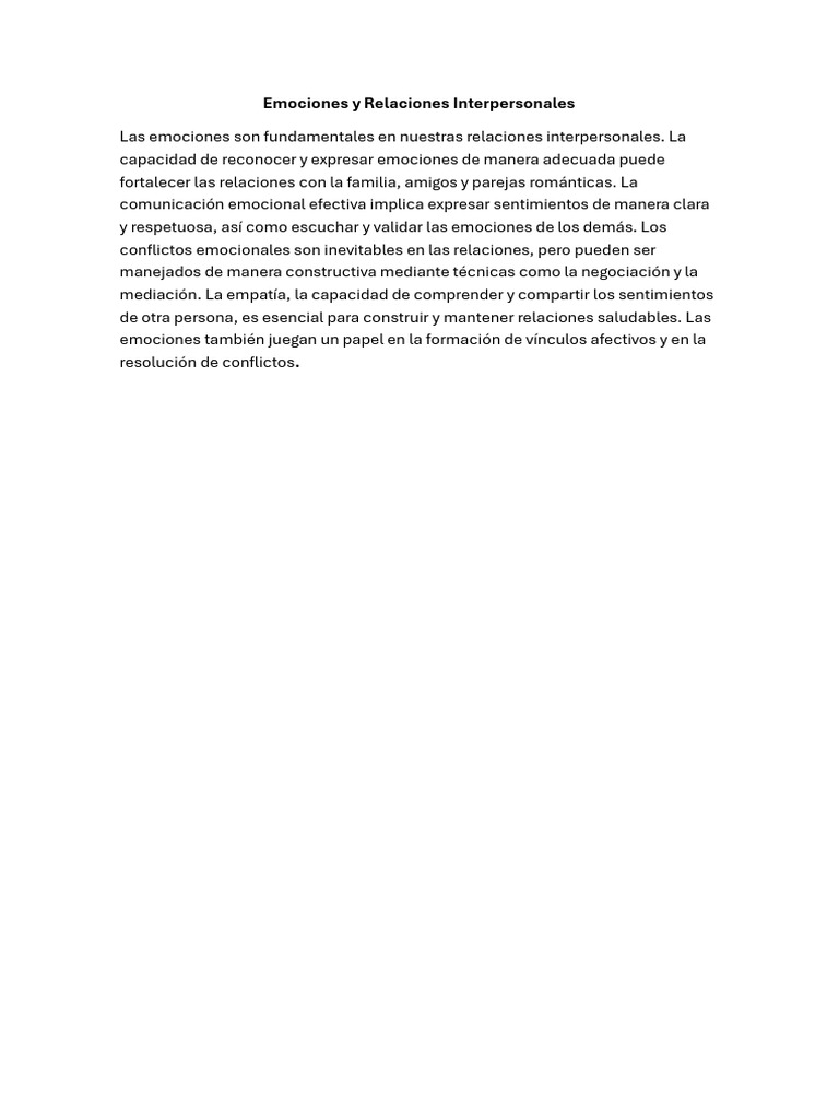 Emociones En Relaciones Interpersonales Pdf