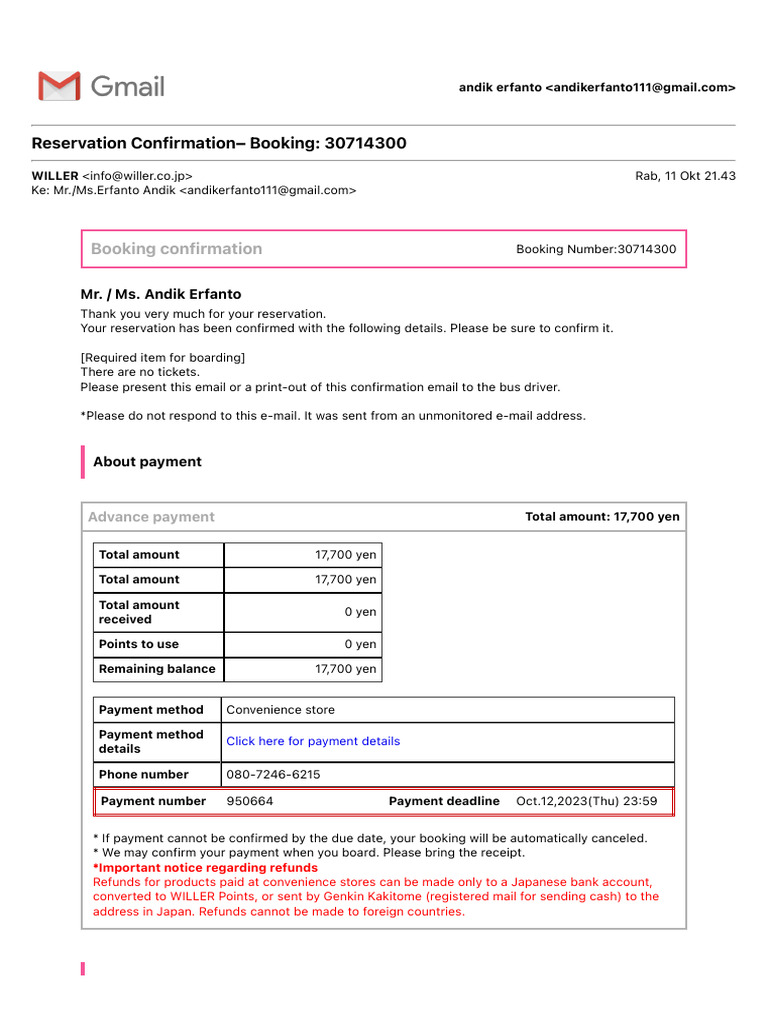Reservation Confirmation - Booking: 30714300 | PDF | Bus | Transport