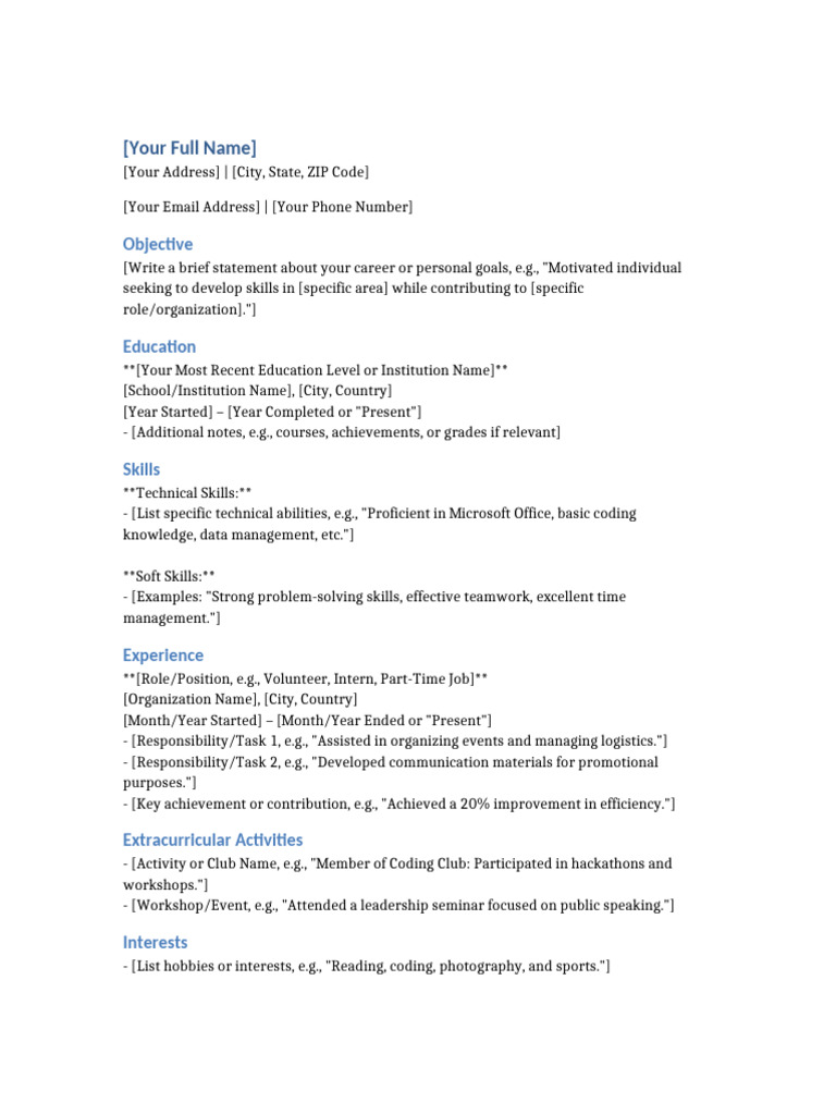 Resume Template Overview | PDF