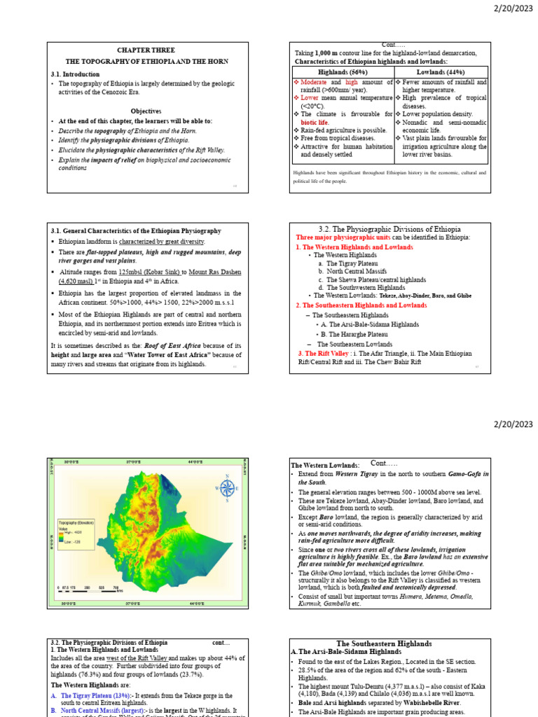 Geography CH 3 (1) | PDF | Ethiopia | Geomorphology