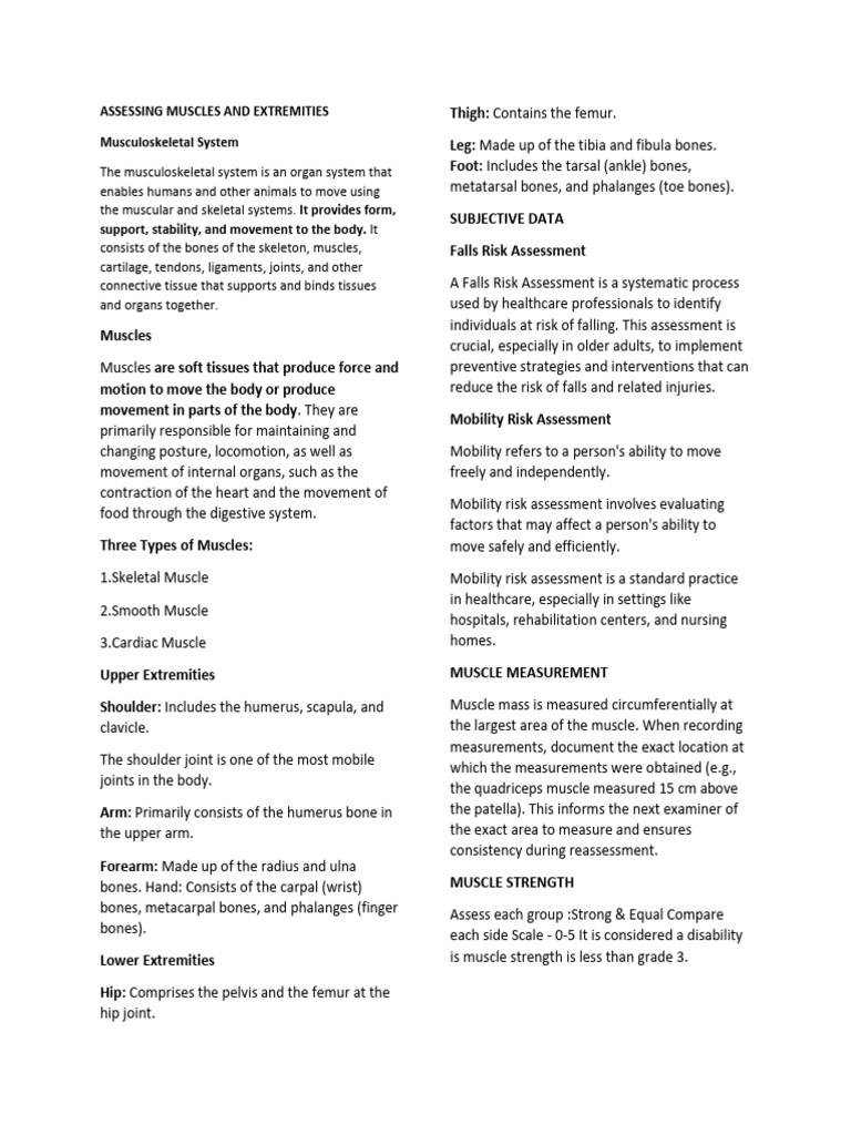 Musculoskeletal Assessment Guide | PDF | Human Musculoskeletal System ...