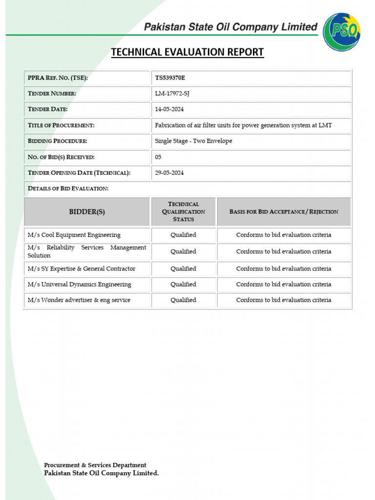 Technical Evaluation Report - 17972 | PDF