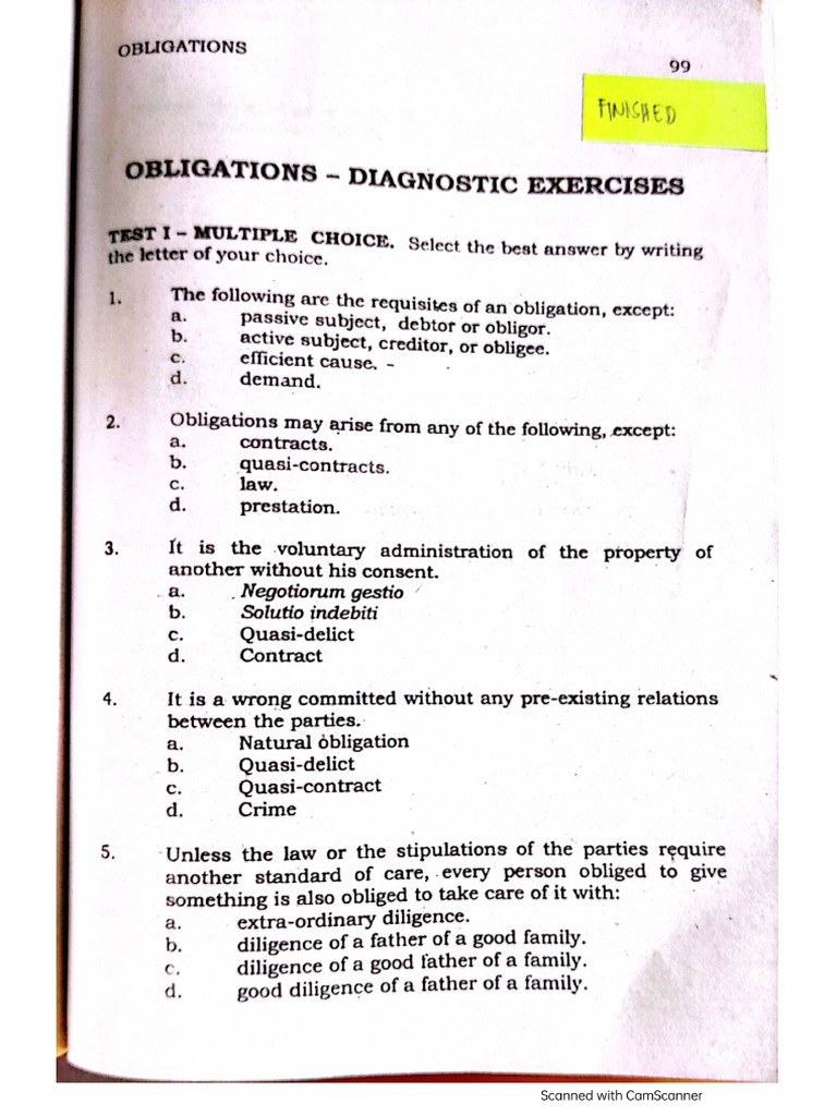 Obligations Exercise | PDF