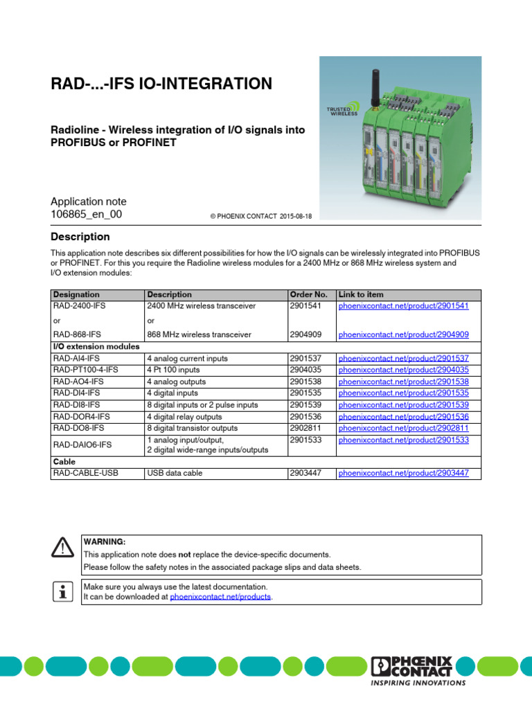 Wireless I/O Integration for PROFIBUS | PDF | Input/Output | Electronics