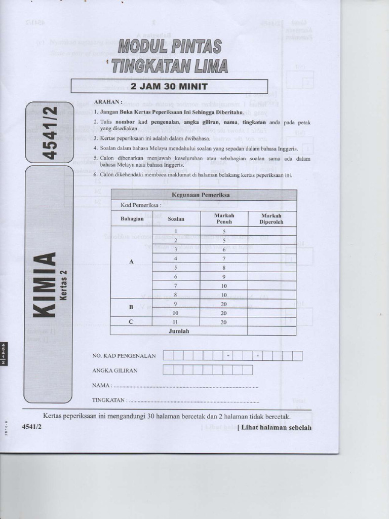 2022 Selangor Chemistry K2 Set_3 | PDF