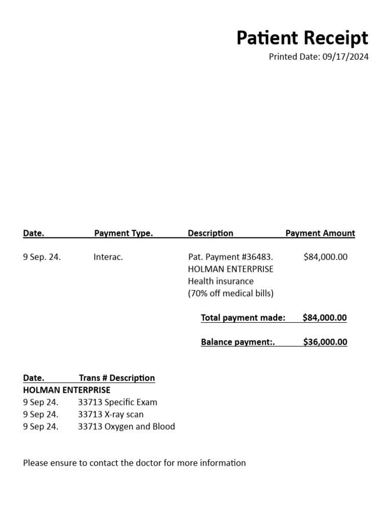 Patient Reciept | PDF