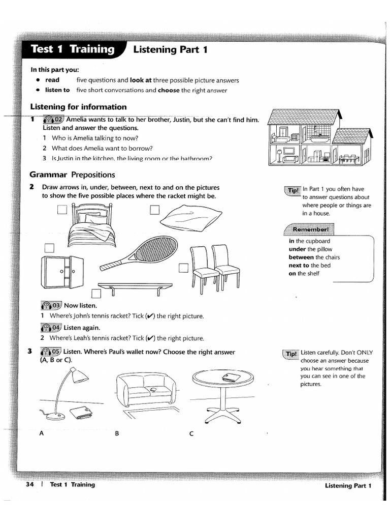 KET For Schools Trainer - LISTENING TEST 1-Part A | PDF