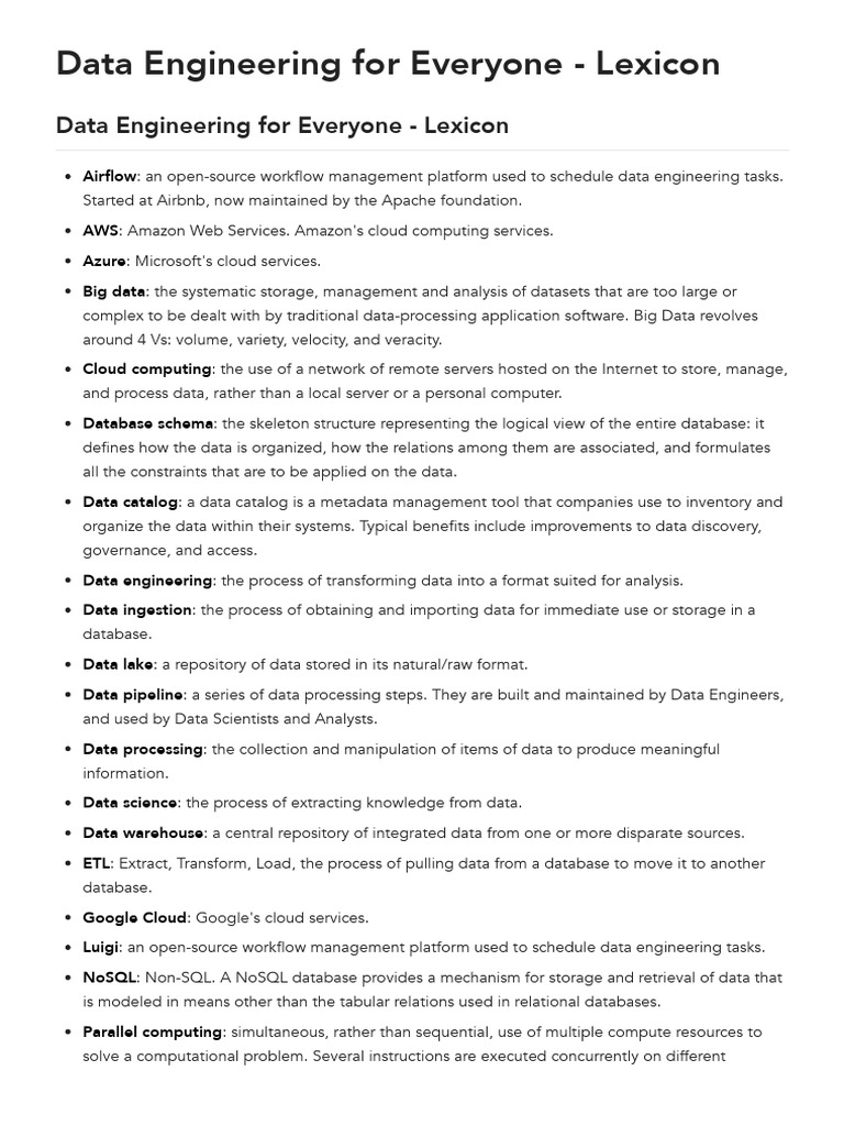 Data camp lexicon | PDF | Databases | Data