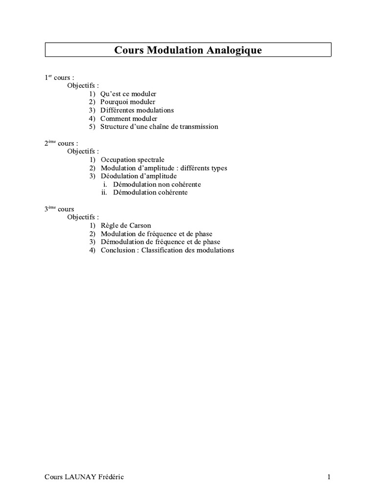 Cours Modulation Analogique | PDF