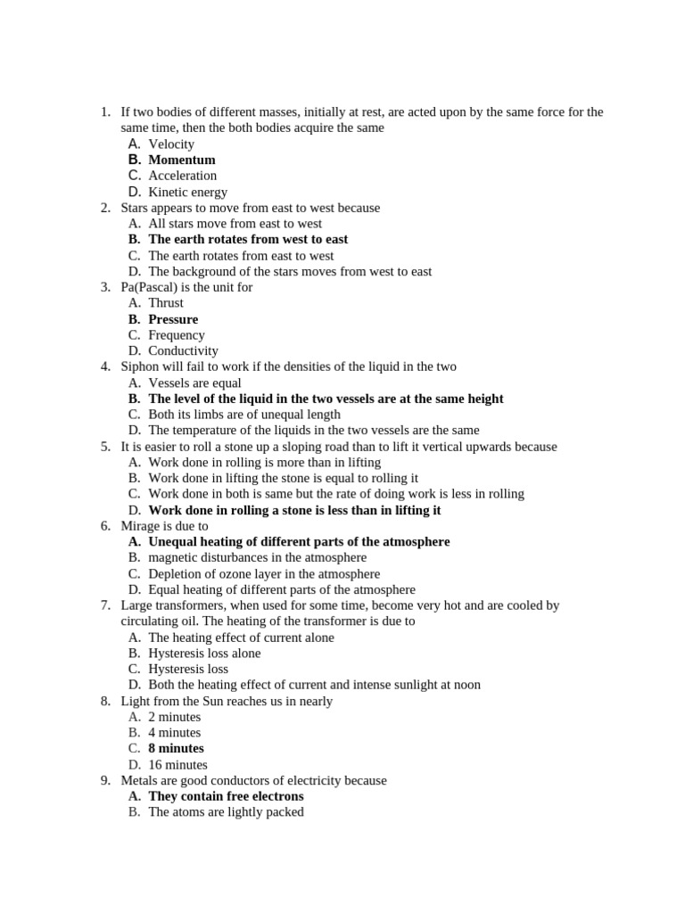 Physics Concepts and Principles Quiz | PDF | Waves | Force