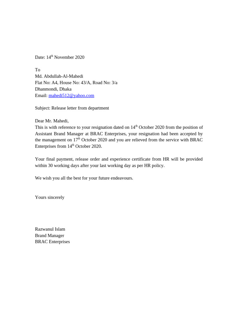 Release Letter | PDF