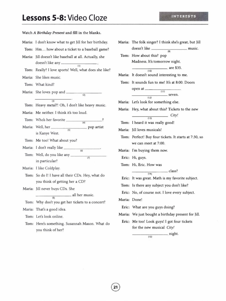 CO1 - Video Cloze (Lesson 5 - 8) | PDF | Music Industry | Recorded Music