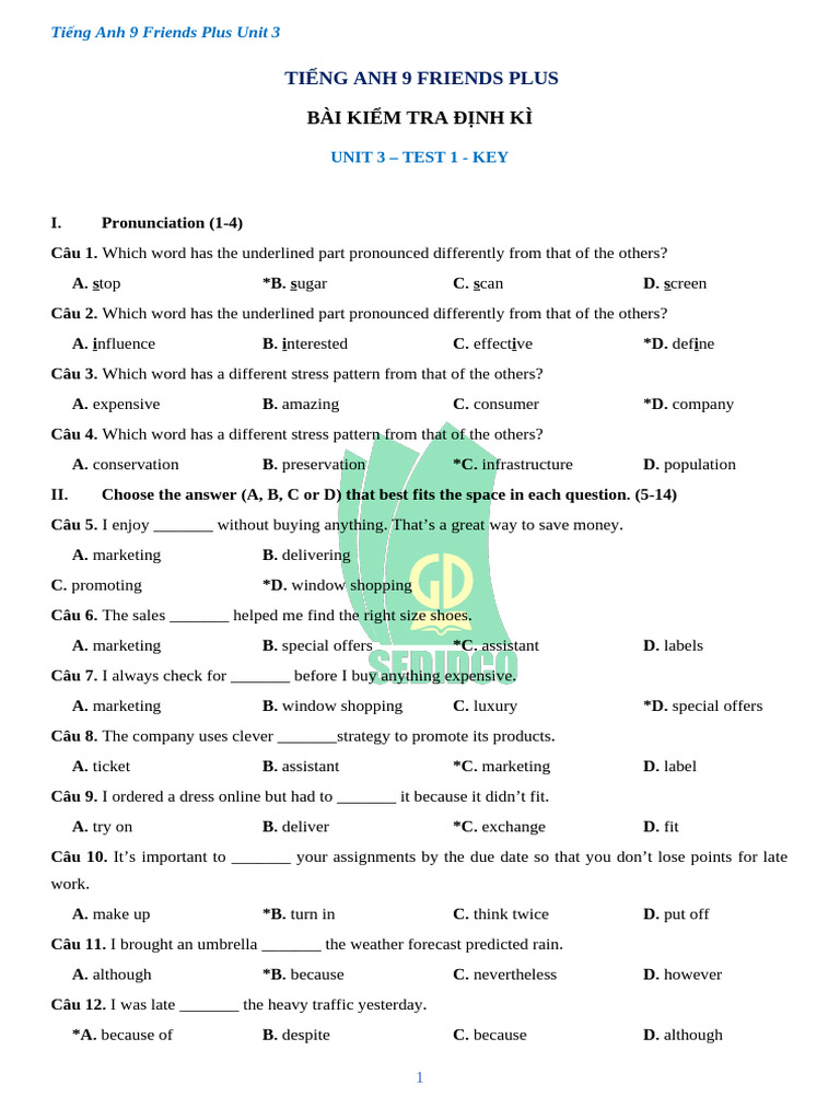 Friends Plus 9 Unit 3 Test Key | PDF | Cost Of Living | Chocolate