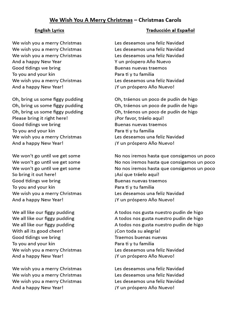 We Wish You A Merry Christmas - Christmas Carol - Letra Max | PDF ...