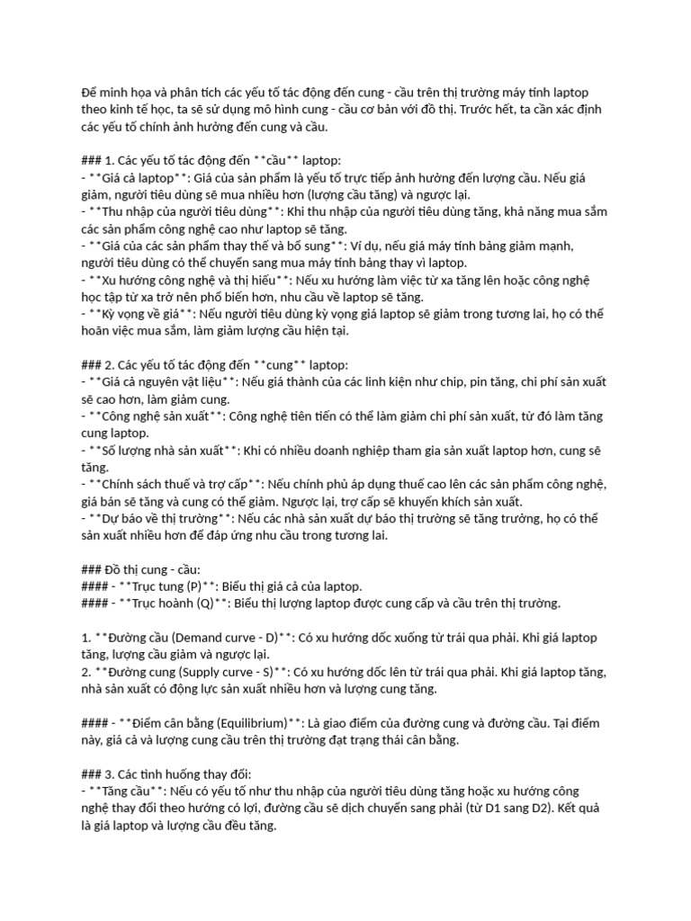 Để minh họa và phân tích các yếu tố tác động đến cung | PDF