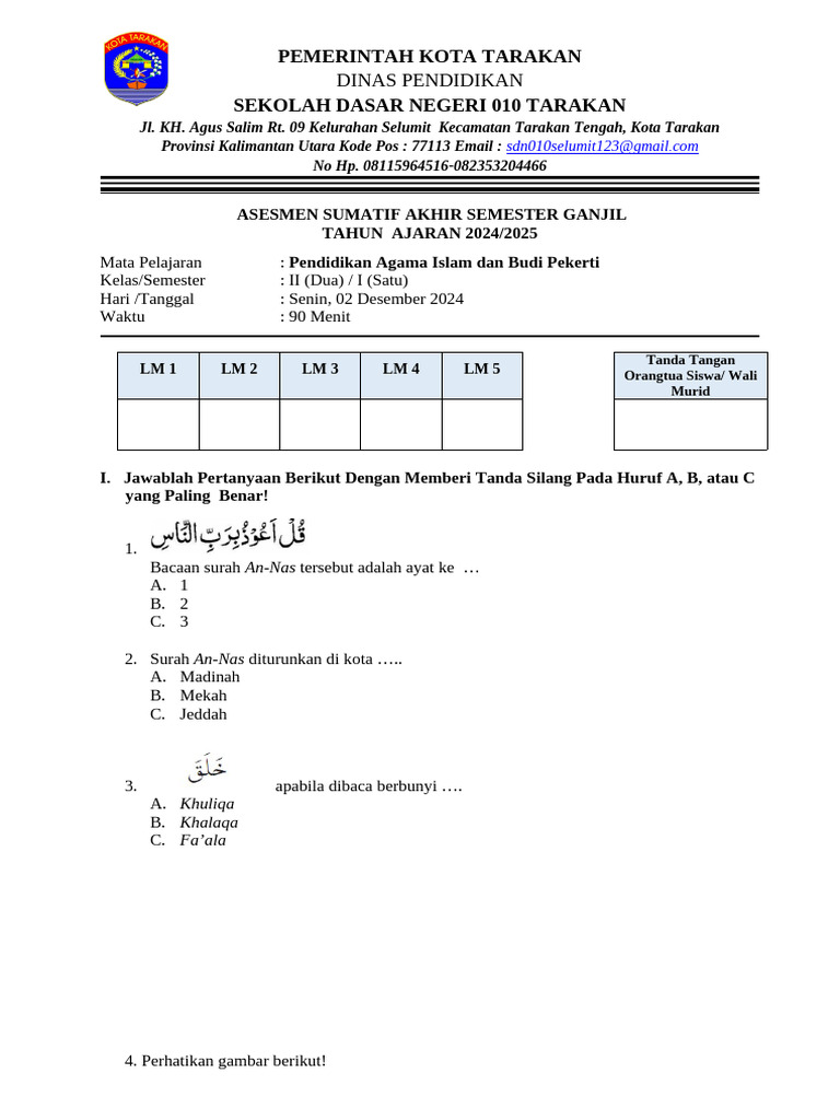 Soal Sas Kelas 2 Ganjil 2024 | PDF