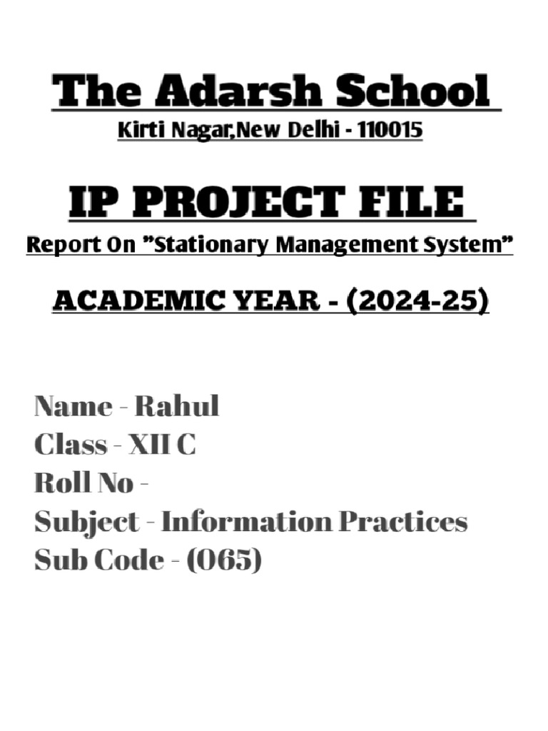 STATIONARY MANAGEMENT SYSTEM IP CLASS XII (2024-25) | PDF | Python ...