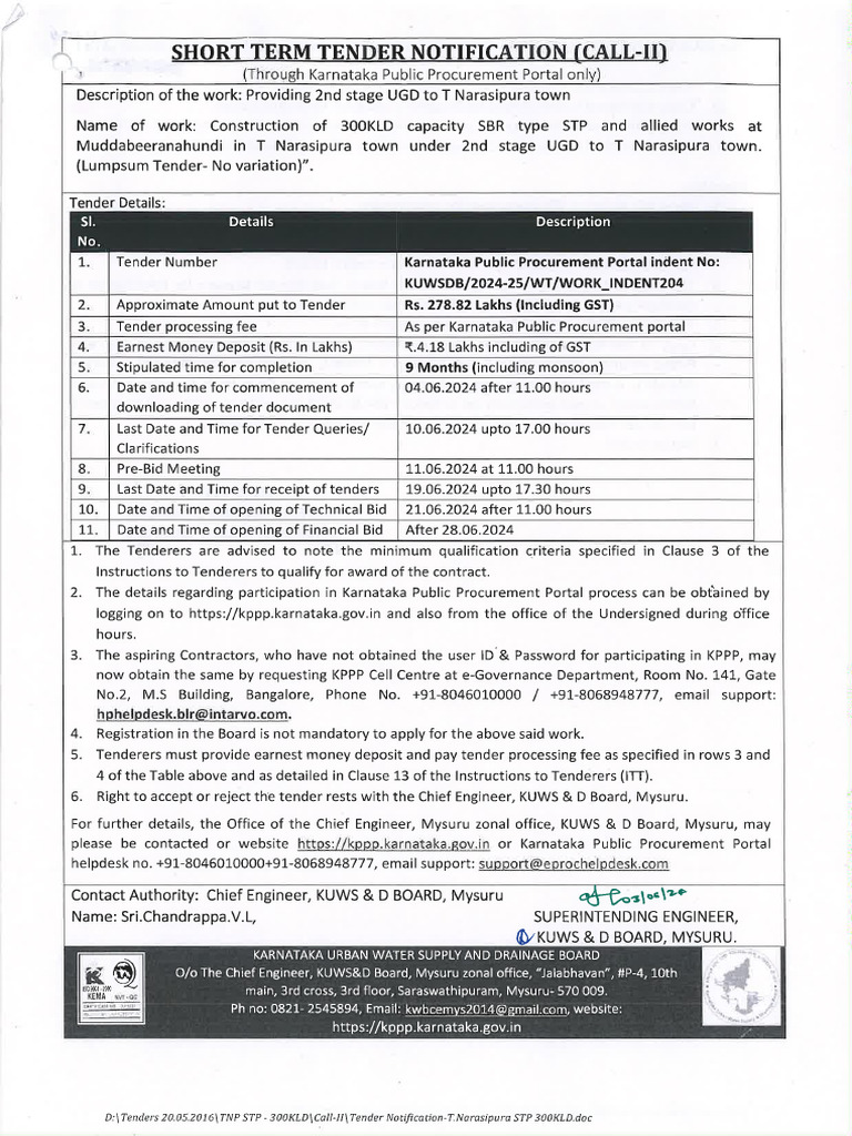 Short Term Tender Notification | PDF