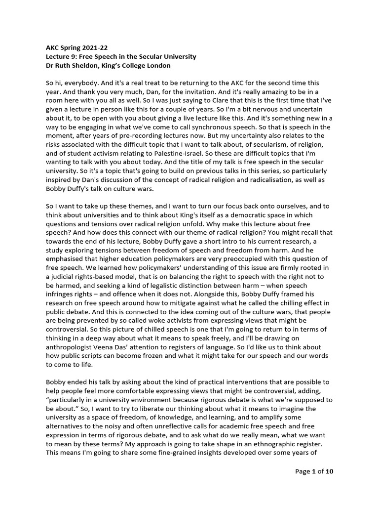 AKC 9 S2122 Transcript | PDF | Freedom Of Speech | Zionism