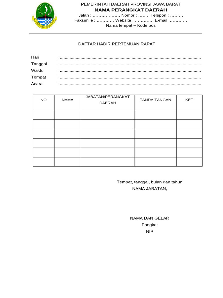 Template Daftar Hadir | PDF