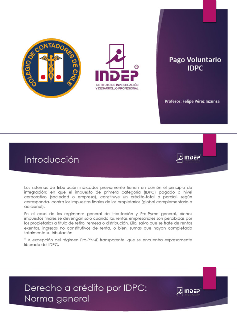 Pago Voluntario del IDPC en Chile | PDF | Impuestos | Economias