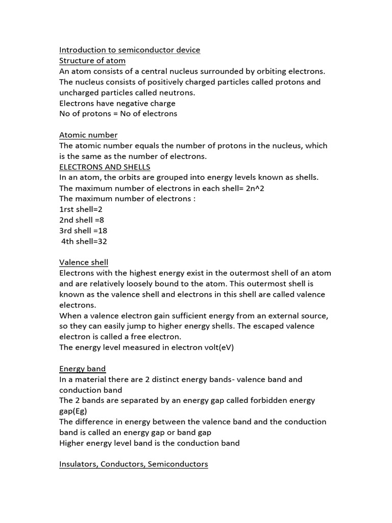 Introduction To Semiconductor Device | PDF | P–N Junction | Semiconductors