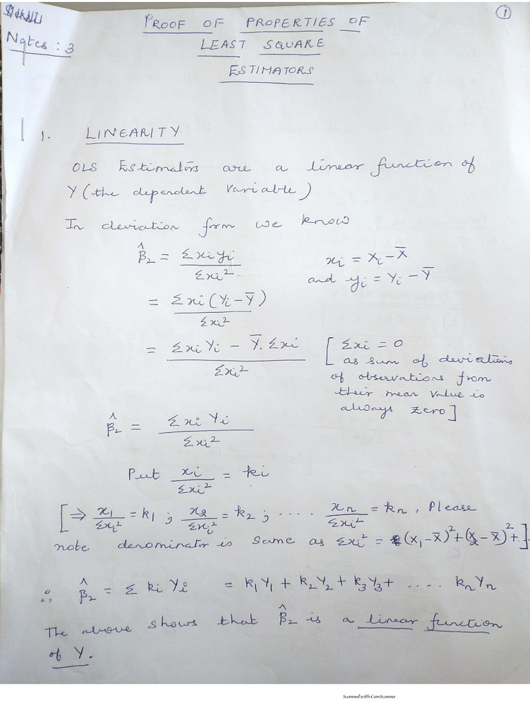 Proof of Properties of Least Square Estimators | PDF