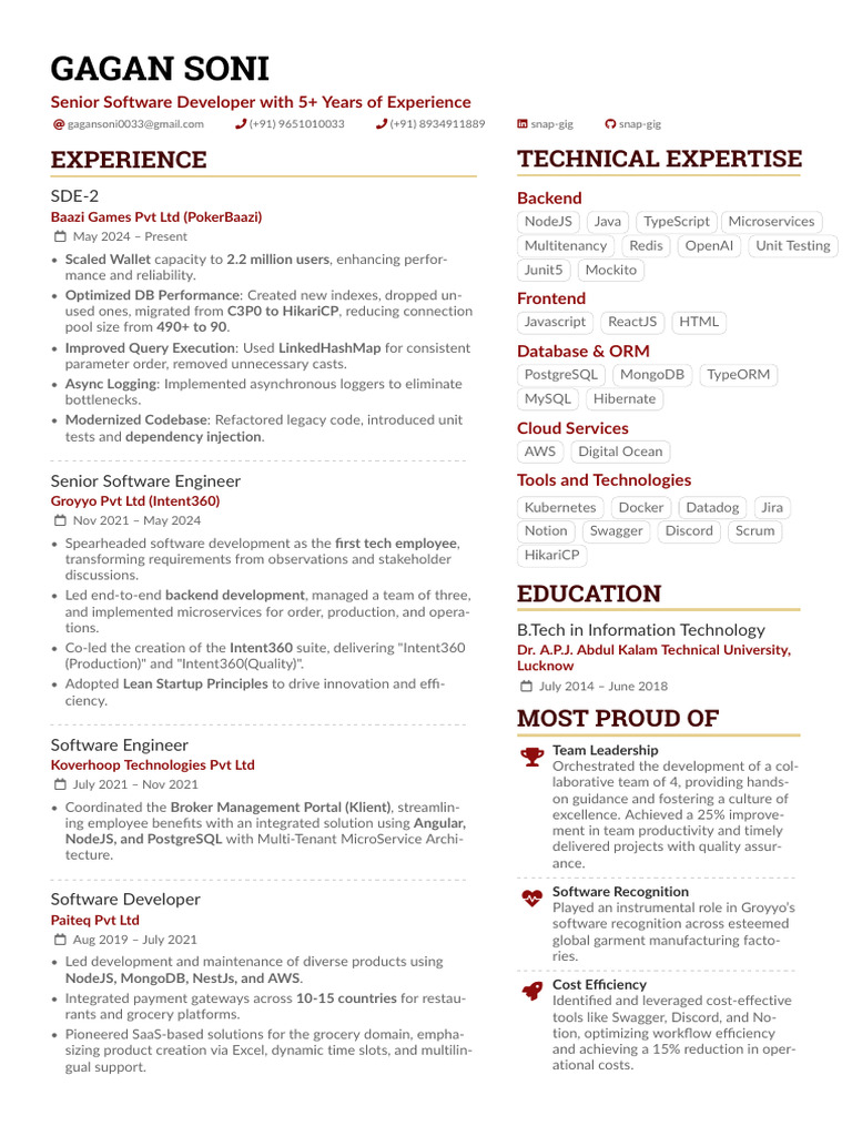 Senior Software Developer Profile | PDF | Computing | Software Engineering