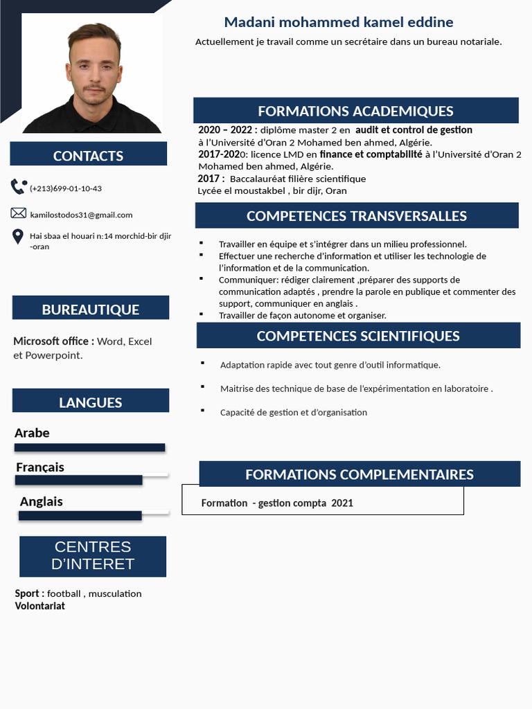 CV - Madani Mohammed Kamel Eddine | PDF | Microsoft Office | Informatique