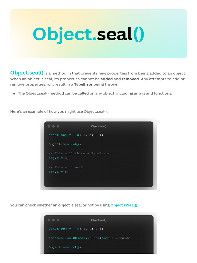 Object.seal() | PDF