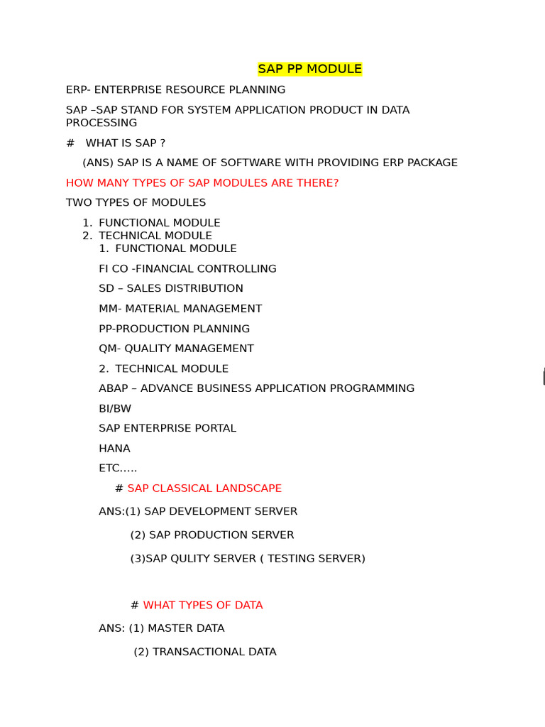 Sap Pp Module Pdf Enterprise Resource Planning Software Engineering