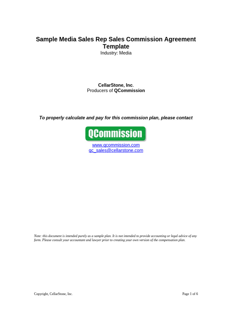 Commission Agreement Template 02 | PDF | Payments | Indemnity