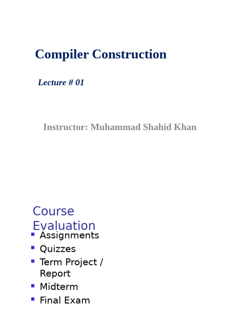 Compiler Construction 1 | PDF | Compiler | Programming Language Compiler Construction 1 | PDF | Compiler | Programming Language