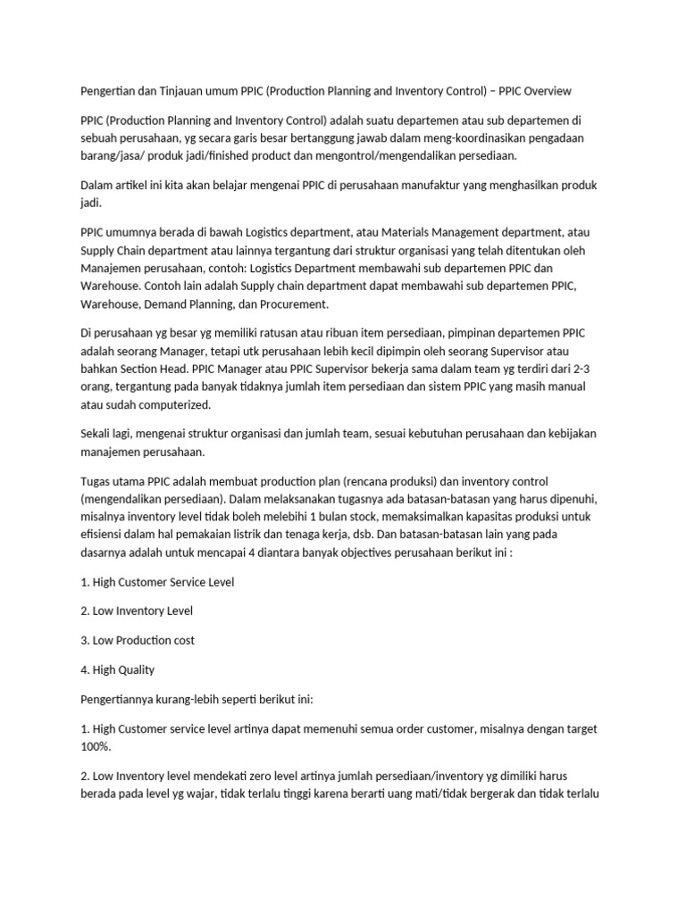 PPIC Pengertian | PDF