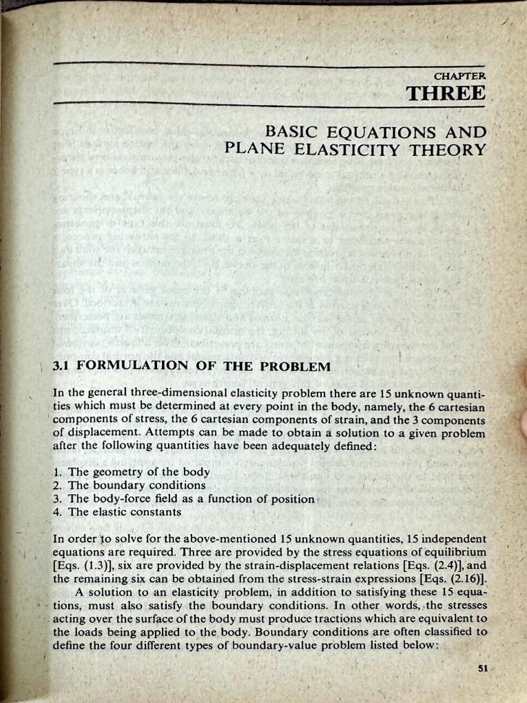 Theory of Elasticity and Plasticity CH - 3 | PDF