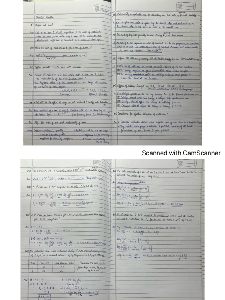 Chemical Kinetics Focus Qns | PDF