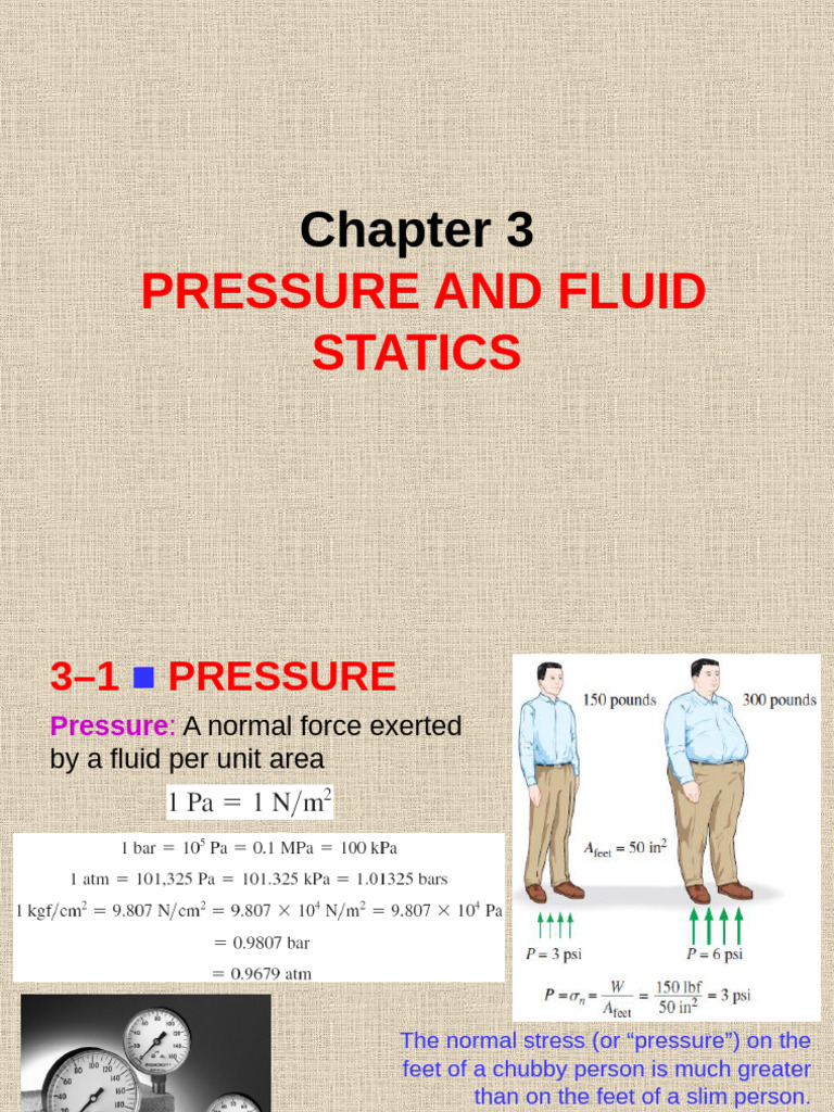 Pressure & Fluid Statics - Part 1 | PDF | Pressure | Pressure Measurement