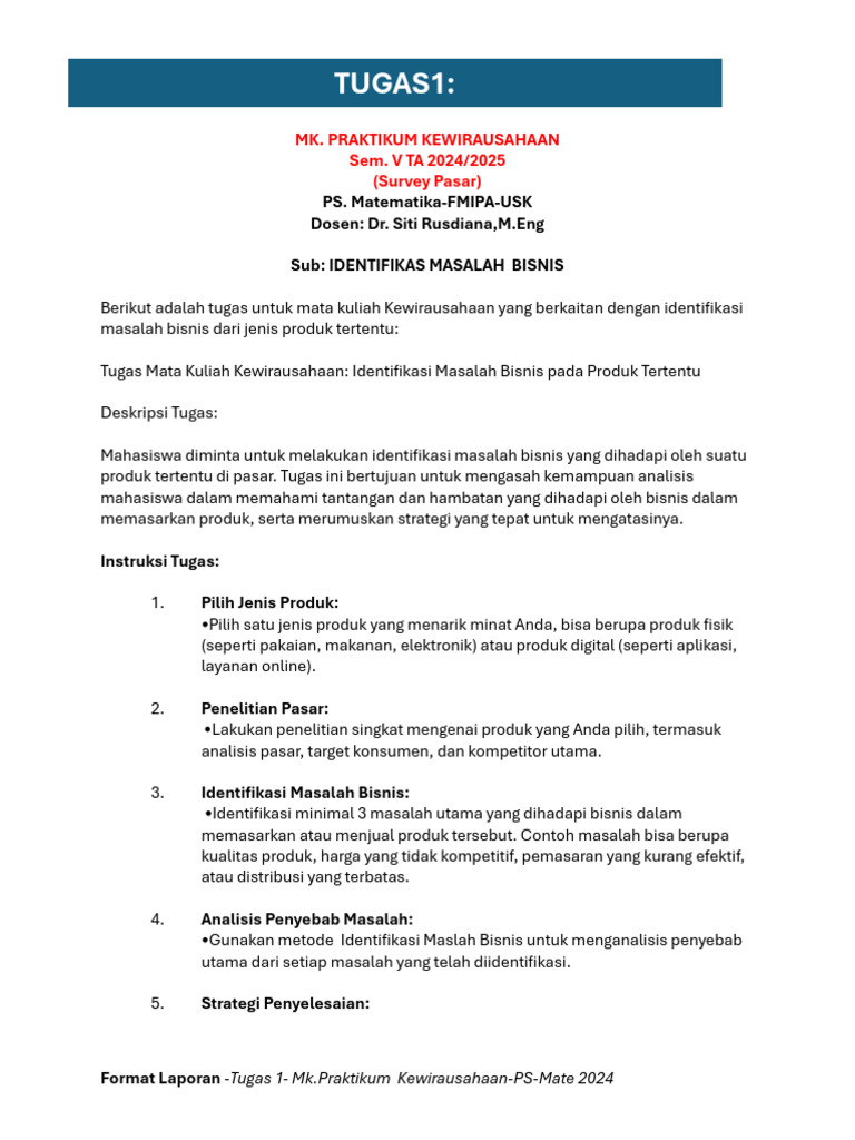 Tugas1 Mk. Prak. Kewirausahaan | PDF