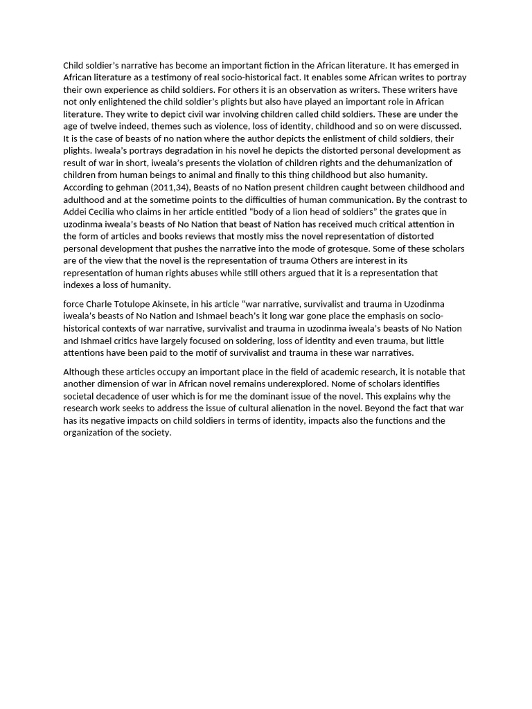 Child soldier | PDF | Psychological Trauma | Narrative