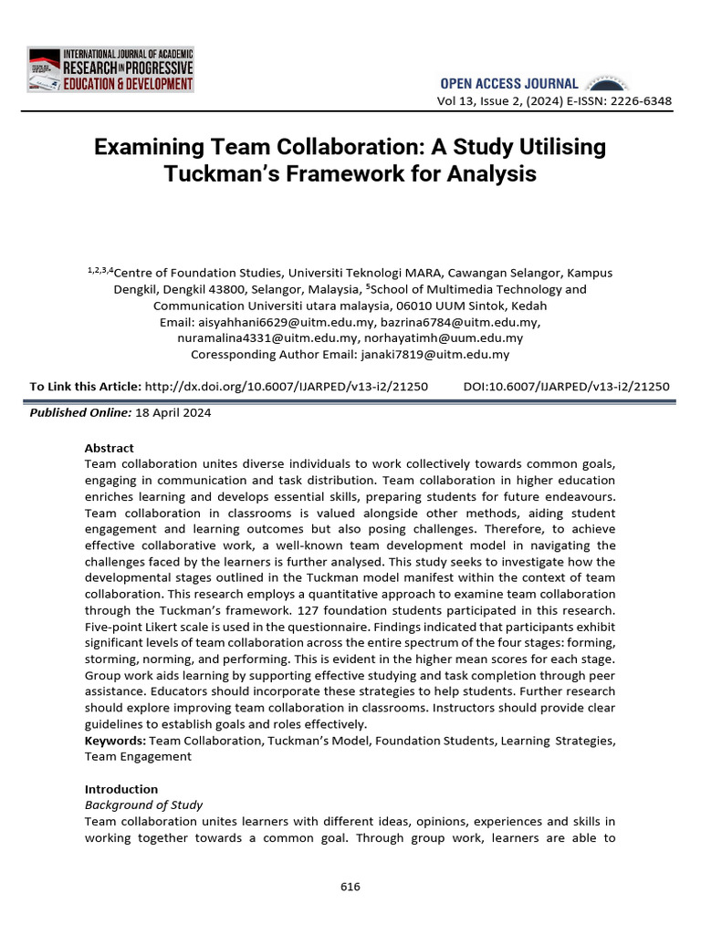 Examining+Team+Collaboration_+A+Study+Utilising+Tuckman’s+Framework+for ...