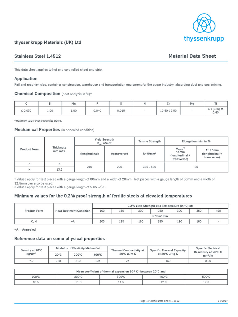 Aisi 409 - 1.45 | PDF | Applied And Interdisciplinary Physics | Materials