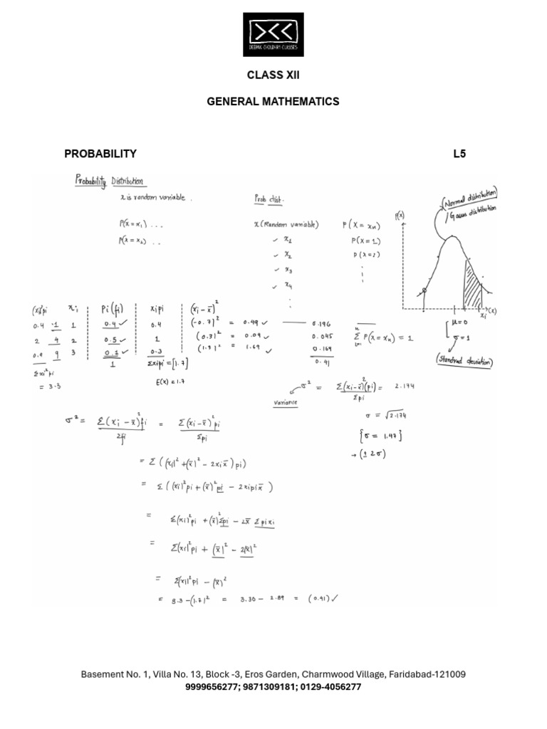 L5 Solutions - Probability - Class XII | PDF | Probability Theory | Statistical Theory