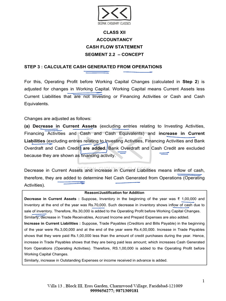 Segment 2.2 - Concept - Cash Flow Statement | PDF | Working Capital ...