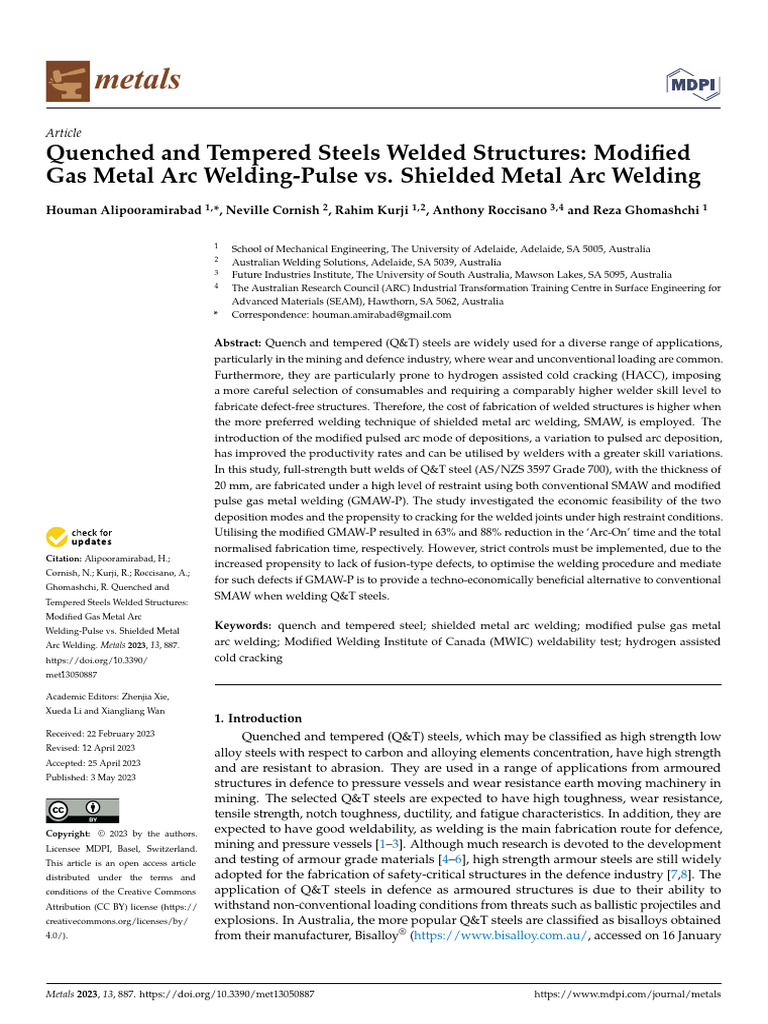 Metals 13 00887 v3 | PDF | Welding | Construction